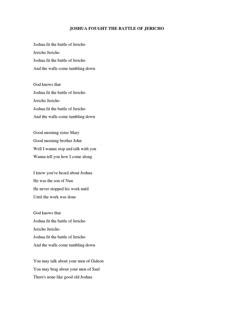 Joshua Fought The Battle of Jericho | PDF | Books Of The Hebrew Bible