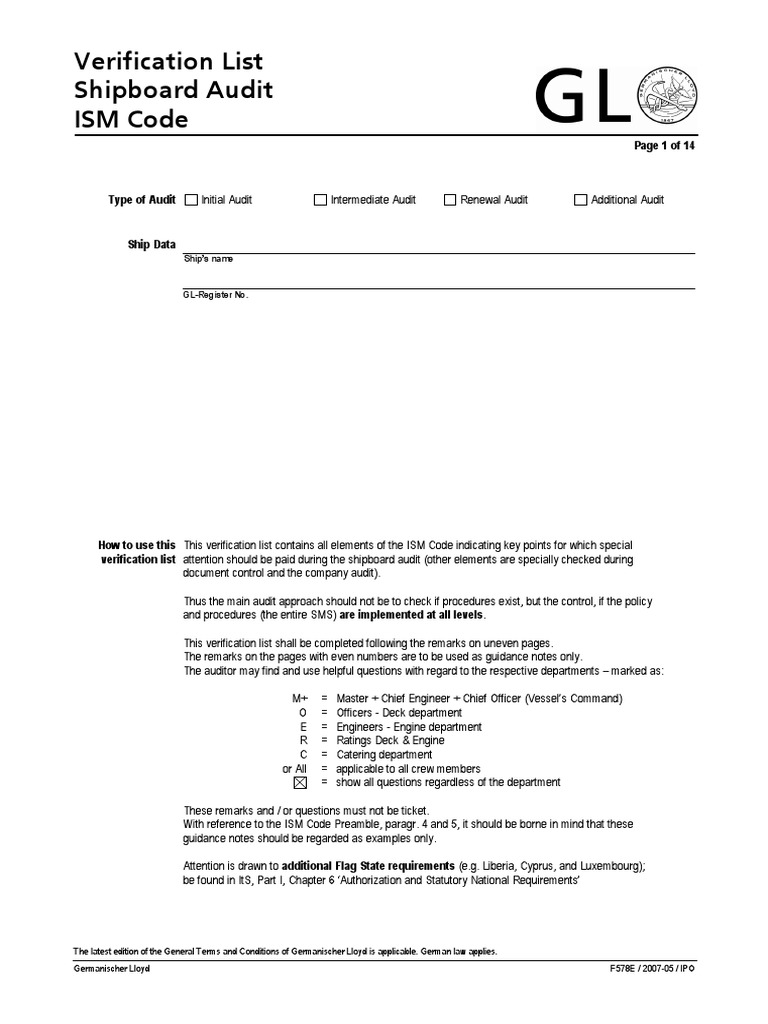 Checklist ISM Audit | PDF | Internal Audit | Verification And Validation