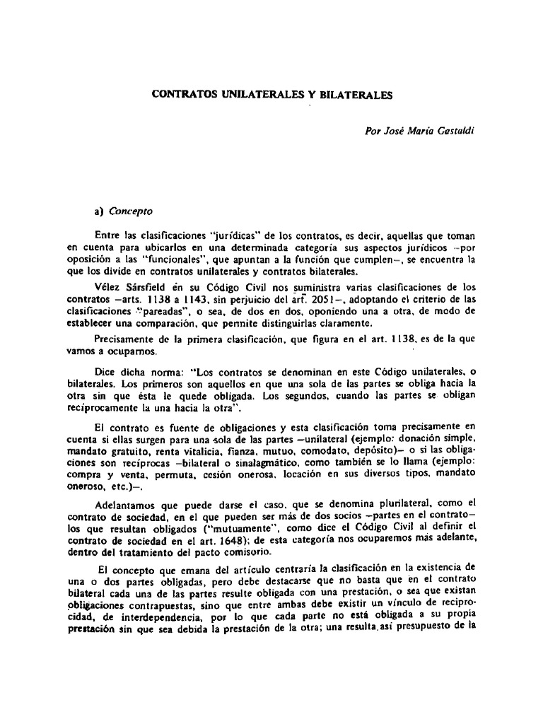 Contratos Unilaterales y Bilaterales | PDF | Derecho contractual ...