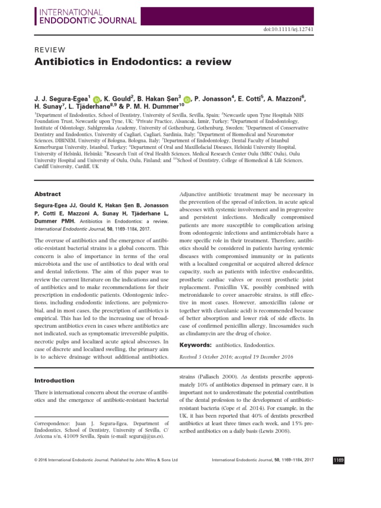 Antibiotics in Endodontics: A Review | PDF | Antibiotics | Antimicrobial Resistance