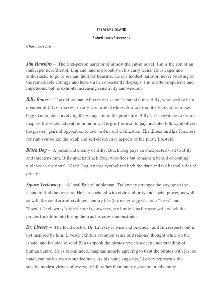 Treasure Island Character Overview | PDF | Treasure Island