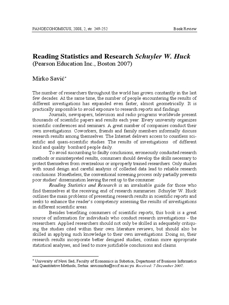 Reading Statistics and Research | PDF | Analysis Of Variance | Post Hoc ...
