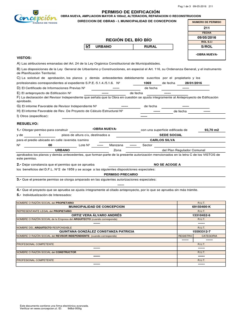 A19_Permiso_Edificación_Sede.pdf | Arquitecto | Urbanismo