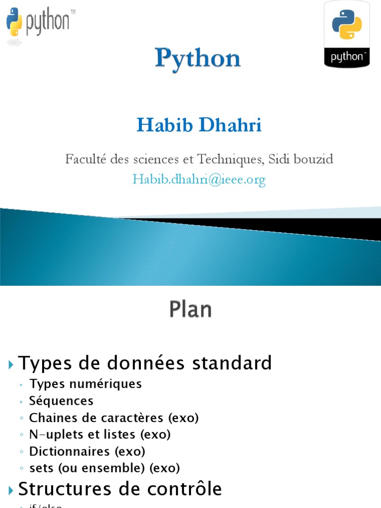 Cours 1 Python 2015 PDF | PDF | Structure de contrôle | Python (Langage de programmation)