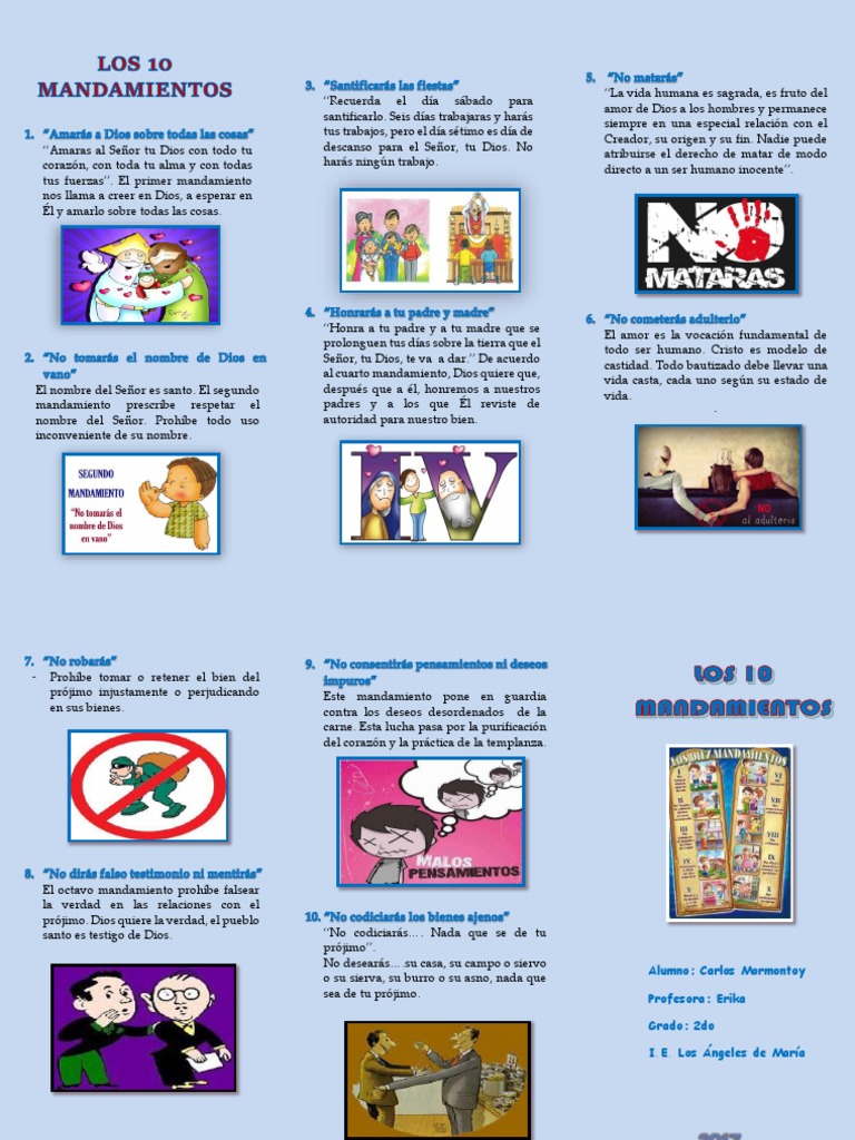 Los 10 Mandamientos Triptico | Creencia y doctrina religiosas | Religión y creencia