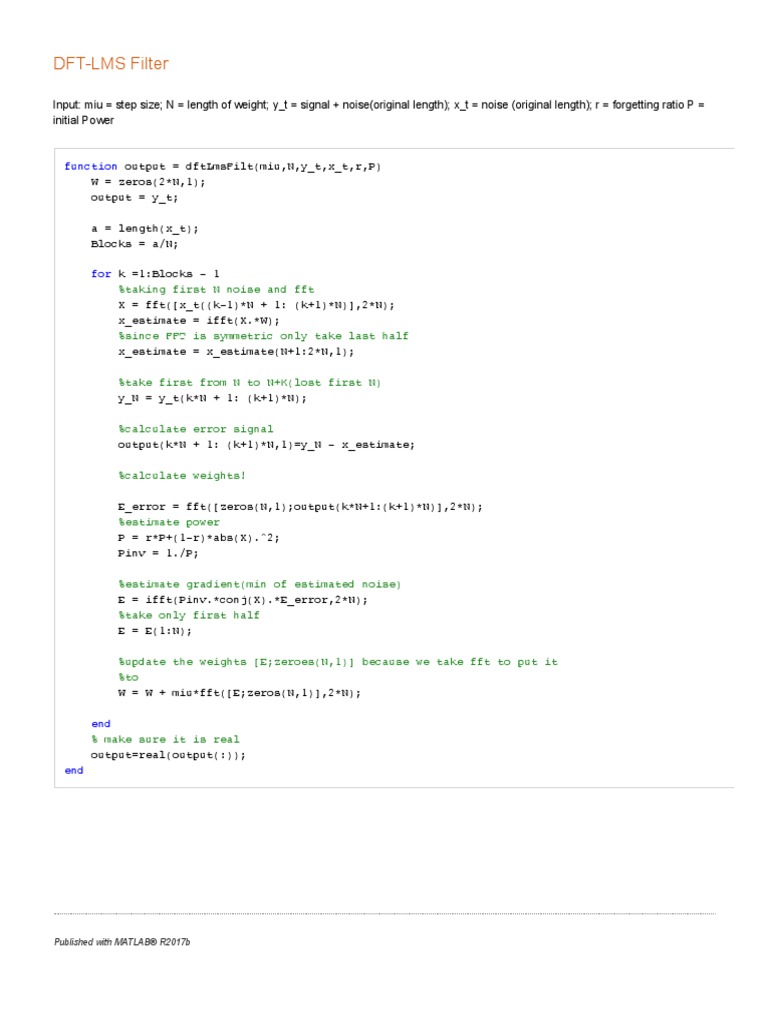 DFT LMS Filter: Function | PDF