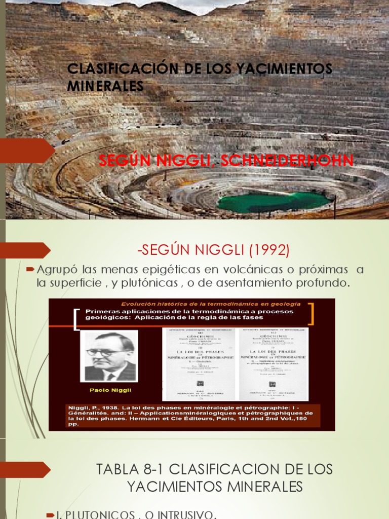 CLASIFICACION-DE-LOS-YACIMIENTOS-MINERALES-segun-niggli-pptx.pptx | Magma | Roca (geología)
