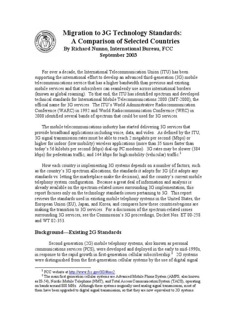 Migration To 3G Technology Standards: A Comparison of Selected ...