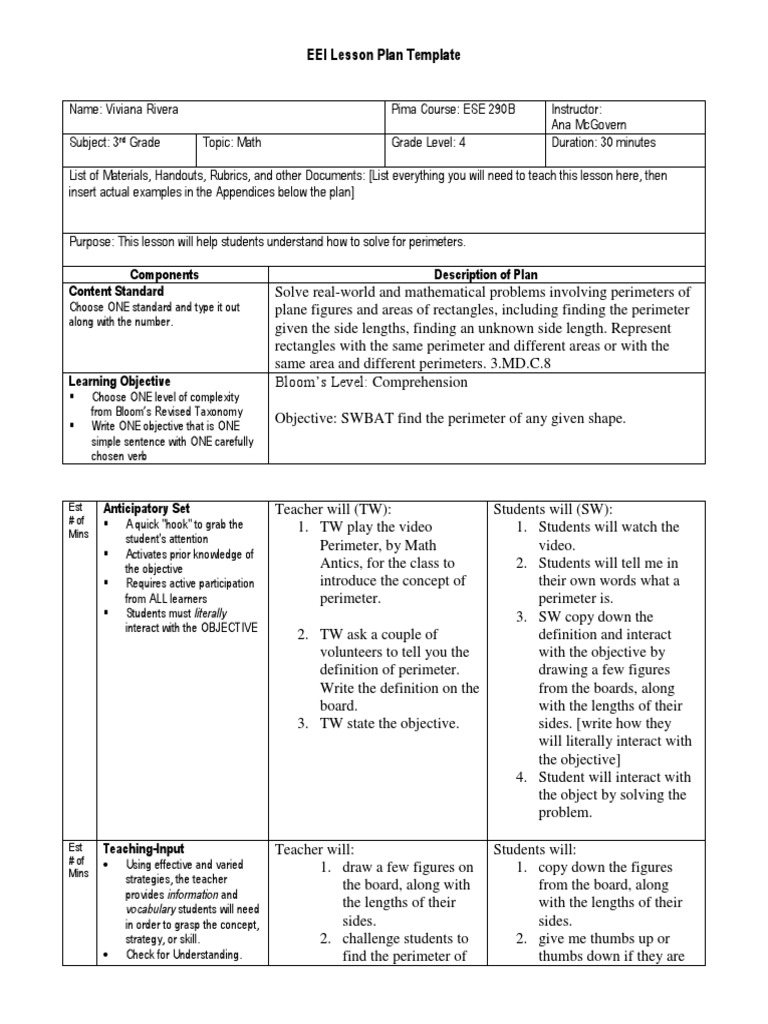 Final Draft M2a1 Lesson Plan | PDF | Lesson Plan | Educational Assessment