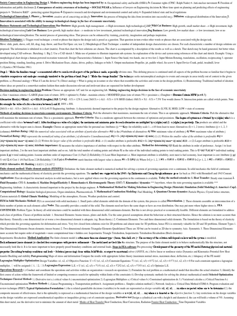 Cheat Sheet | PDF | Finite Element Method | Mathematical Optimization