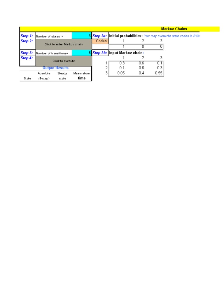 Excel Markov Chain | PDF