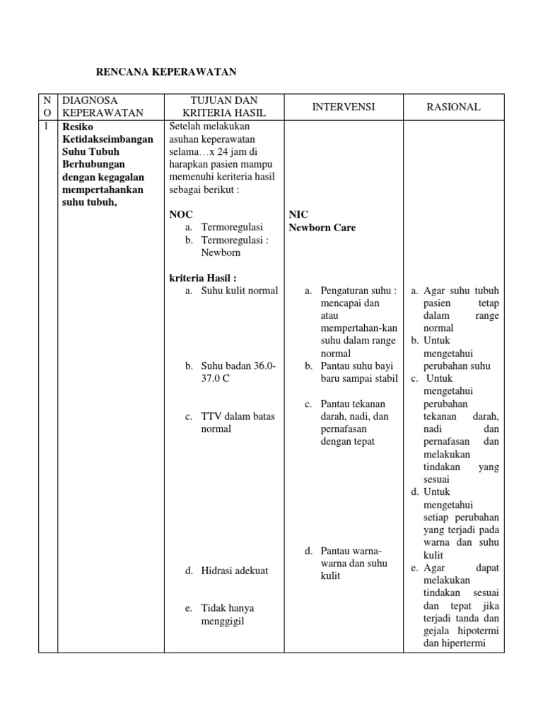 Rencana Keperawatan | PDF