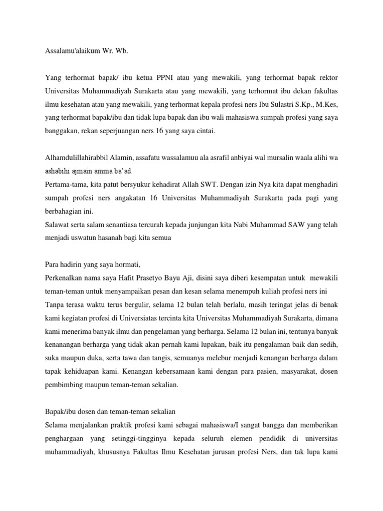 Pesan dan Kesan Sumpah Profesi Ners | PDF