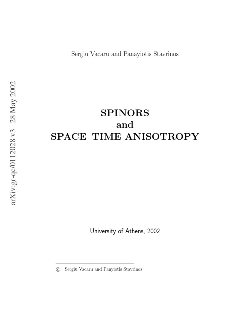 Spinors and Space-Time Anisotropy | Download Free PDF | Field (Physics ...