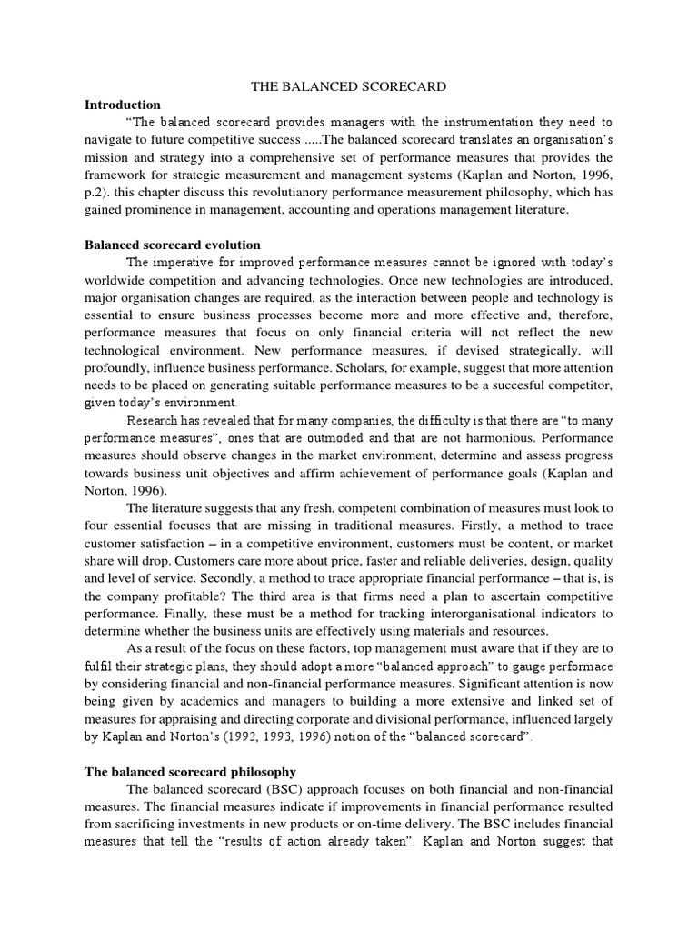 Resume Balance Scorecard | PDF | Benchmarking | Strategic Management