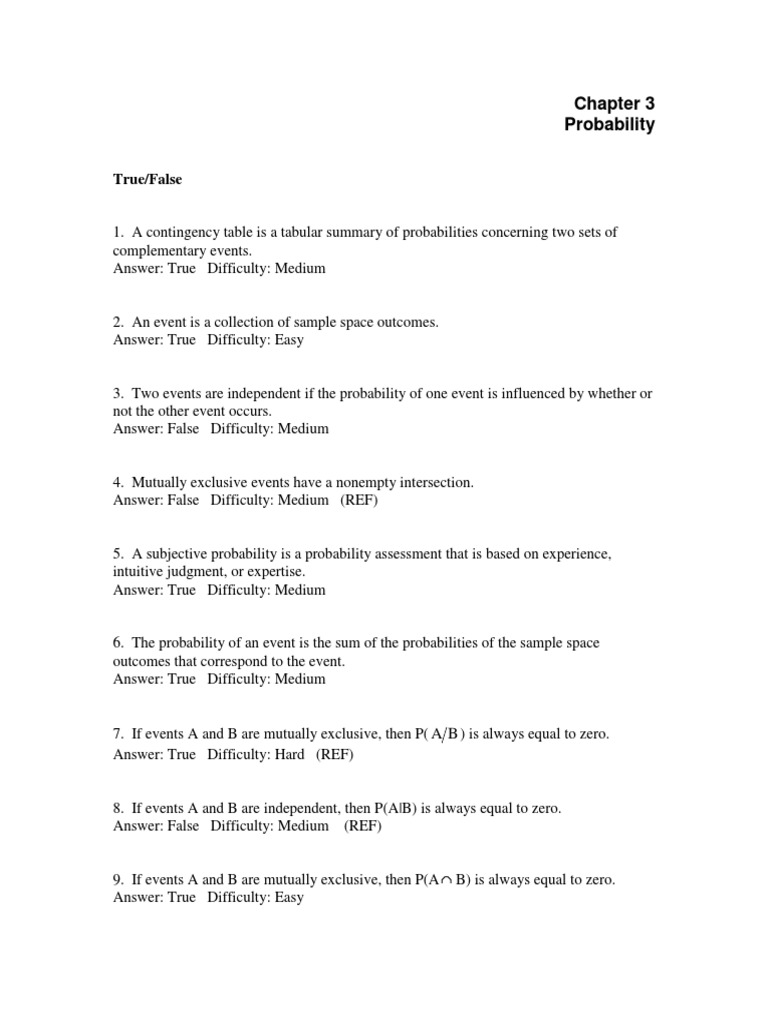 Chapter 3 Review Questions | Download Free PDF | Probability | Insurance