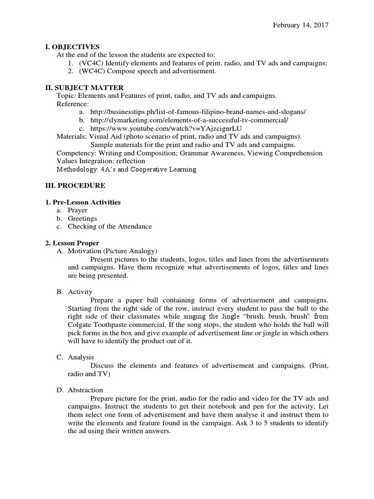 Lesson Plan | PDF | Advertising | Lesson Plan