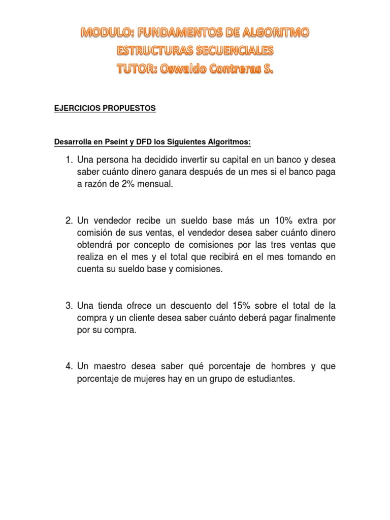Taller 2 Algoritmos Secuenciales | PDF
