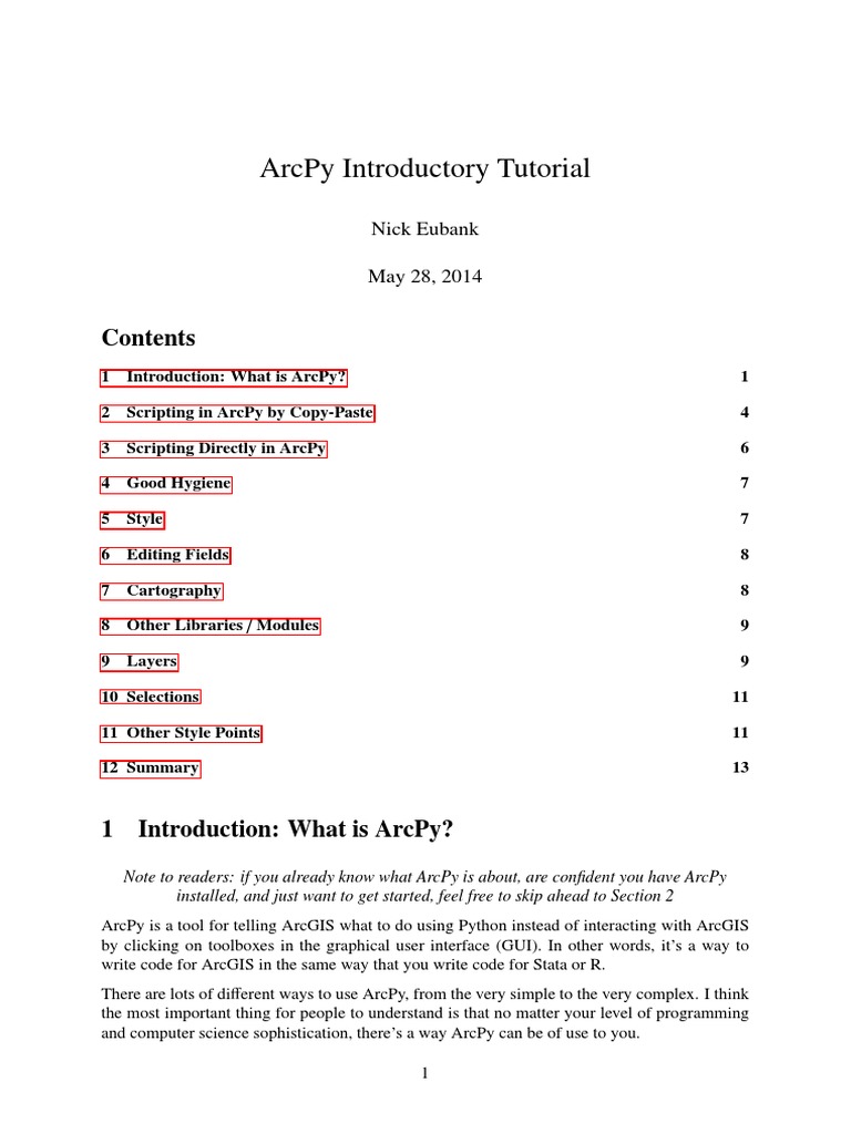 ArcPy IntroductoryTutorial | PDF | Arc Gis | Parameter (Computer ... ArcPy IntroductoryTutorial | PDF | Arc Gis | Parameter (Computer ...
