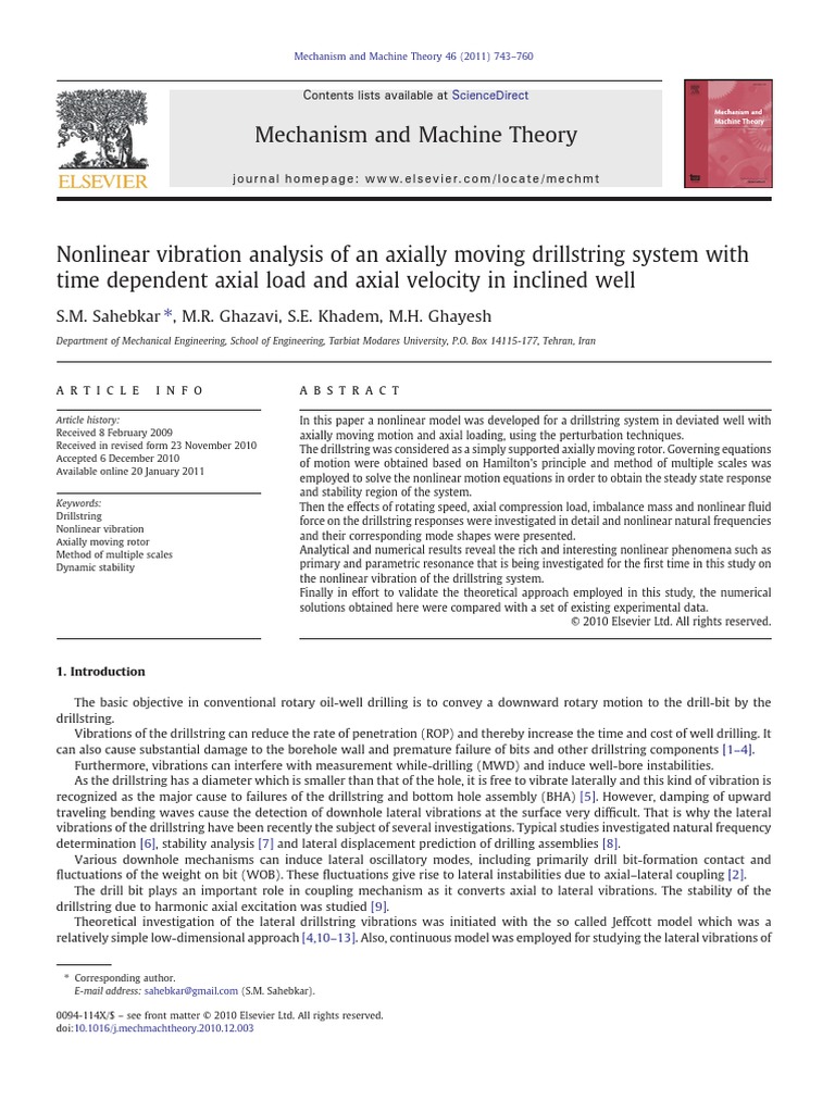 Nonlinear Vibration Analysis Of An Axially Moving Drillstring System