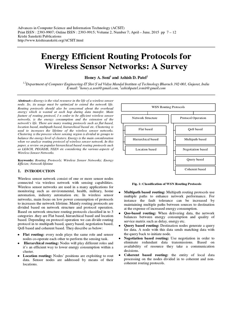 Energy Efficient Routing Protocols For Wireless Sensor Networks: A Survey | PDF | Routing ...