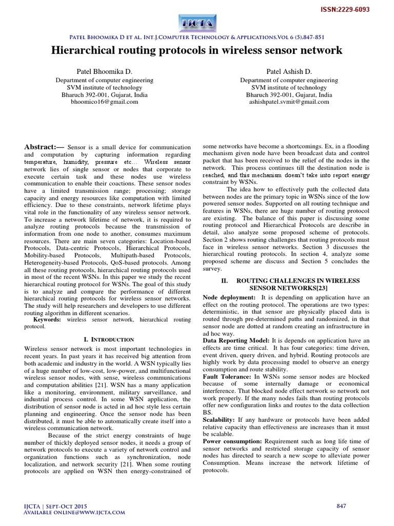 Hierarchical Routing Protocols in Wireless Sensor Network | PDF | Wireless Sensor Network ...