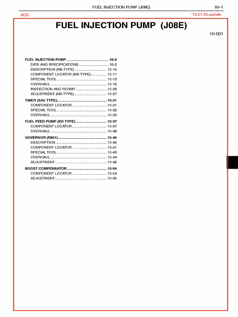 J08E-Fuel Injection System | PDF