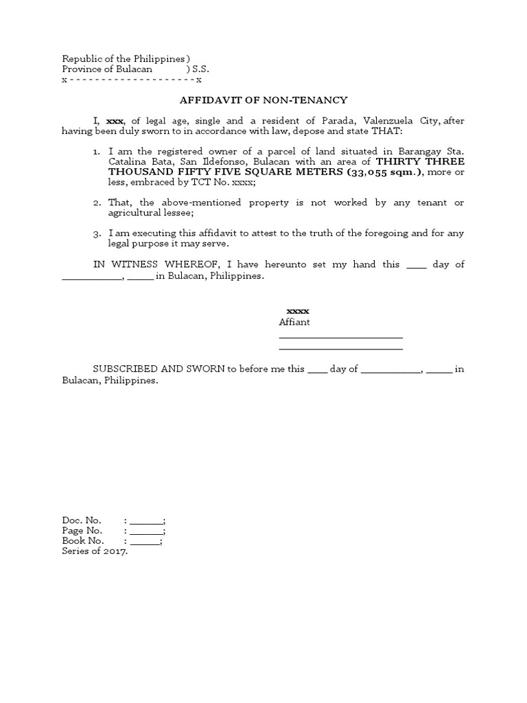 Affidavit of Non Tenancy XXX | PDF