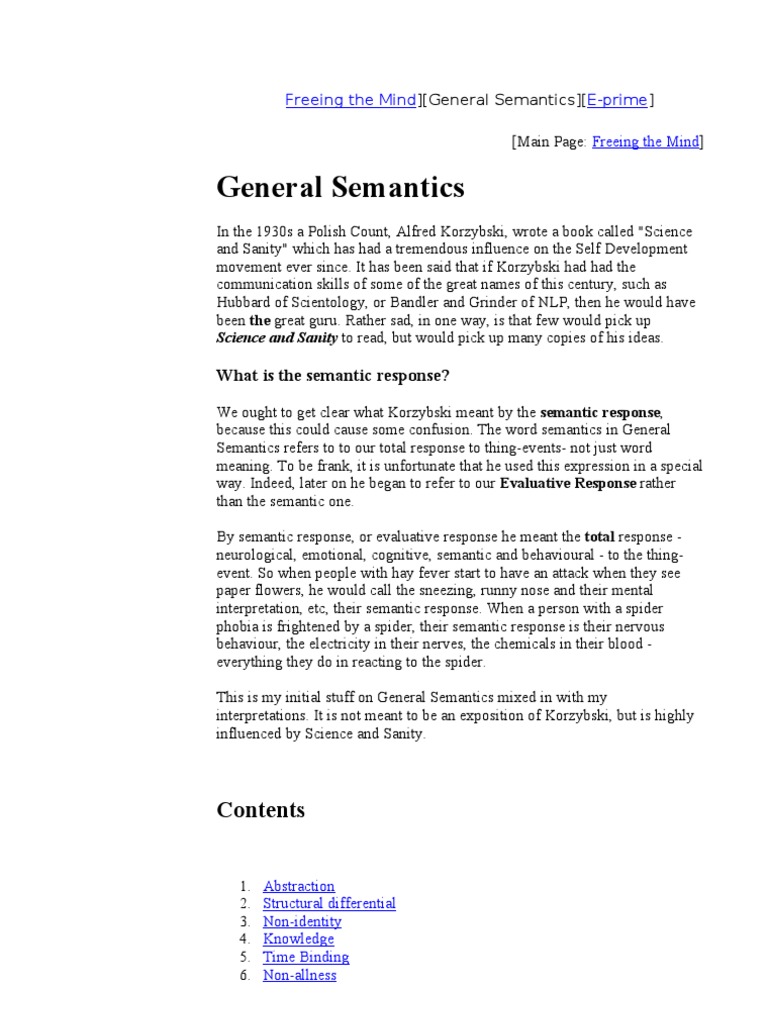 General Semantics: What Is The Semantic Response? | PDF | Perception ...