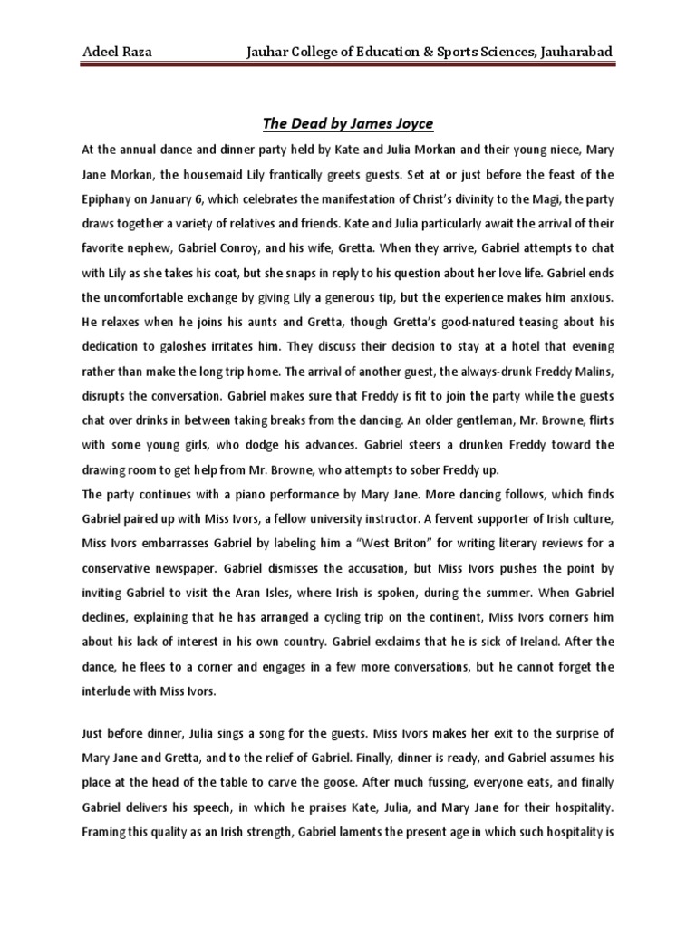 The Dead by james Joyce.docx | James Joyce | Ireland
