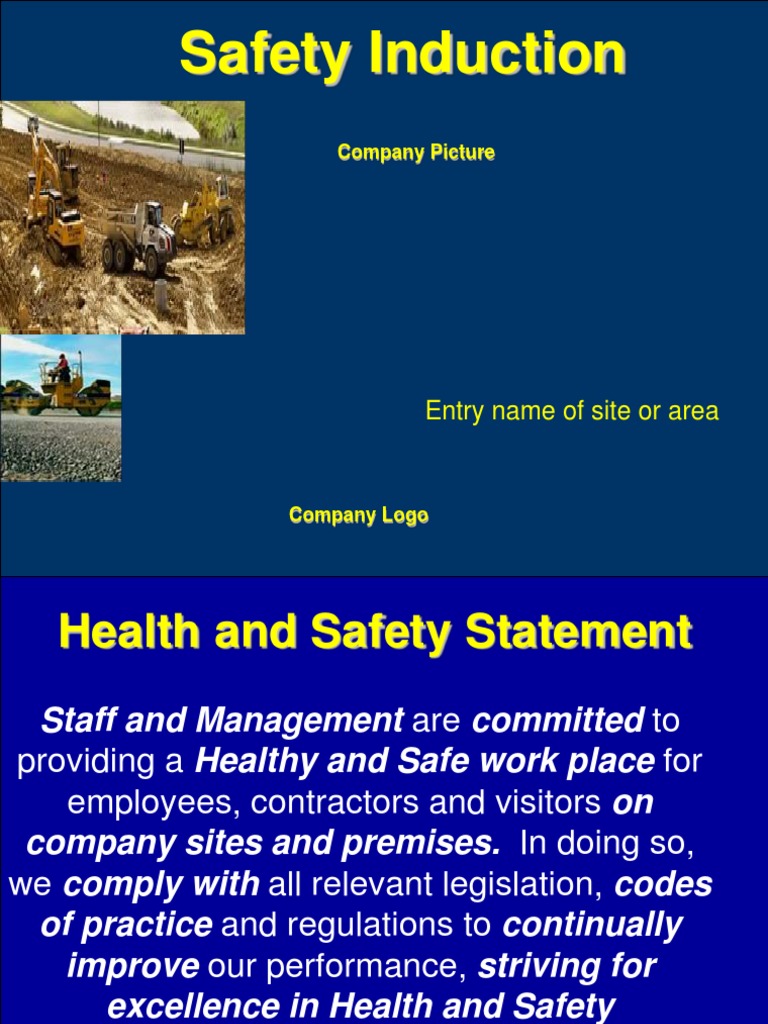 Safety Induction: Entry Name of Site or Area | PDF | Occupational ...
