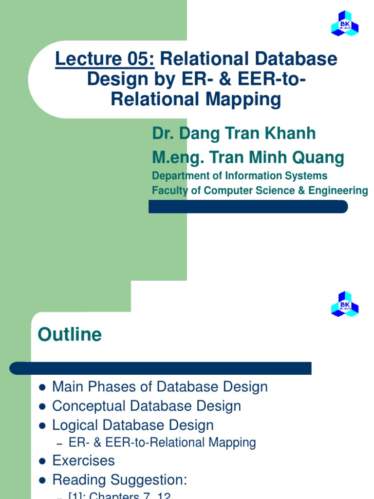 Lecture 05: Relational Database Design by ER-& EER-to - Relational ...