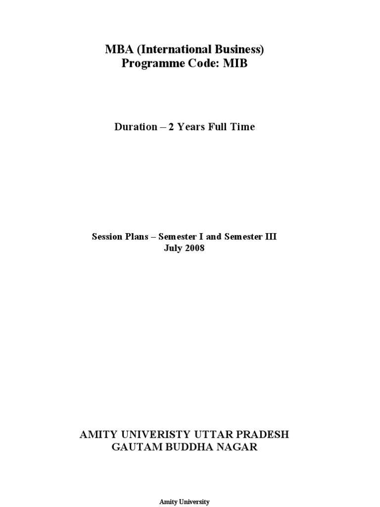 MBA International Business Session Plans | PDF | Futures Contract ...