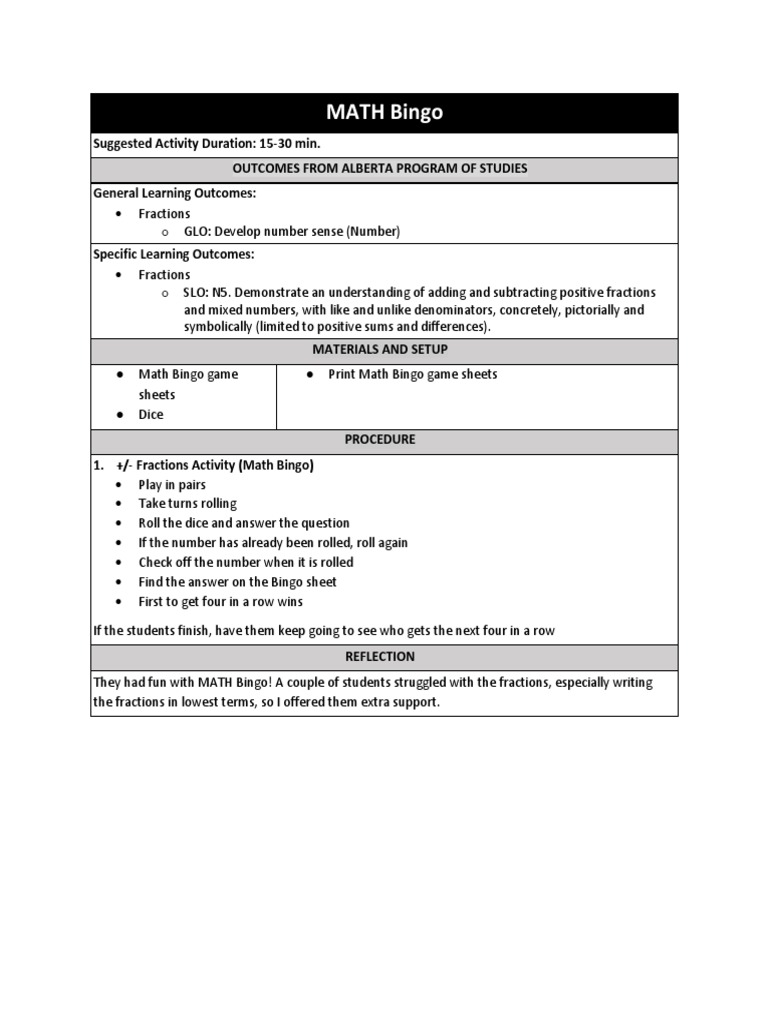 Math Bingo | PDF