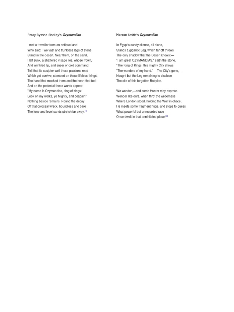 Ozymandias - Percy Bysshe Shelley | PDF | History