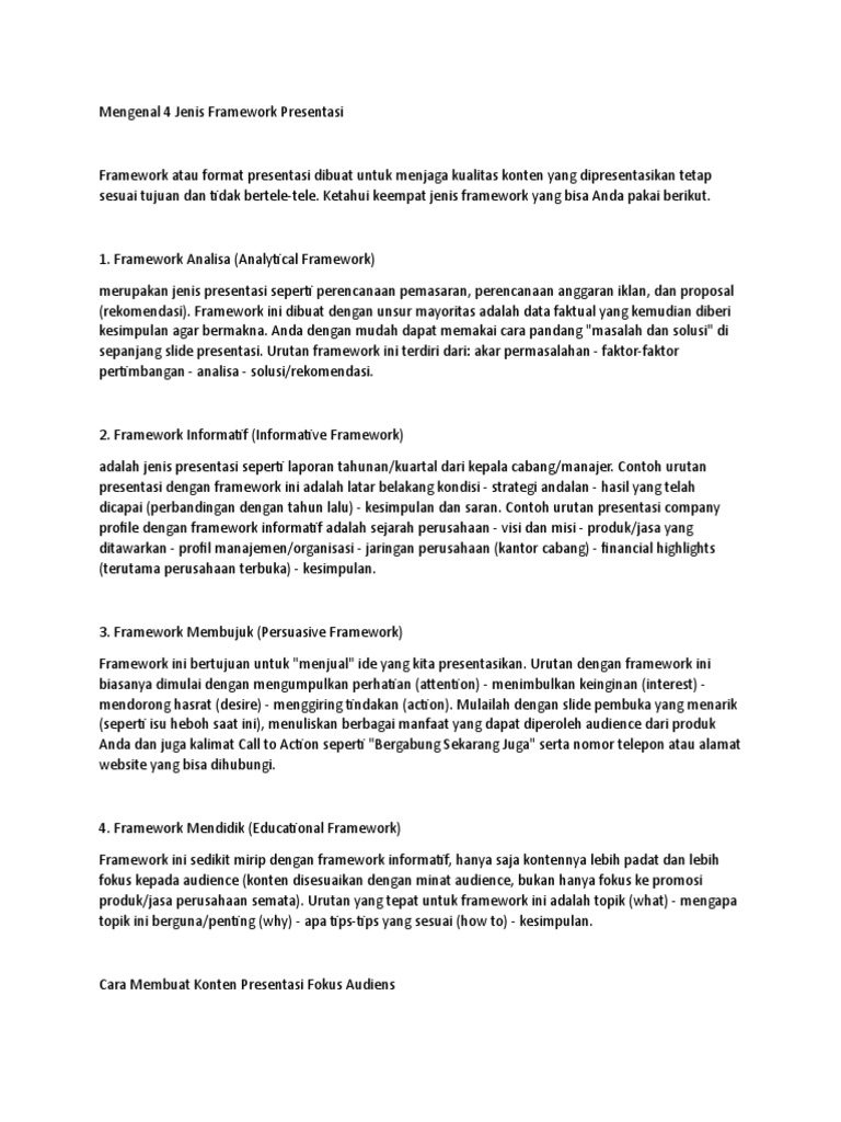 Mengenal 4 Jenis Framework Presentasi | PDF