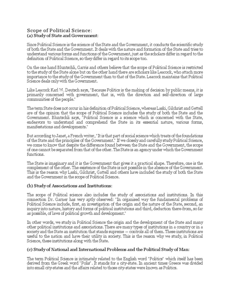 Scope of Political Science | PDF | Political Science | Science