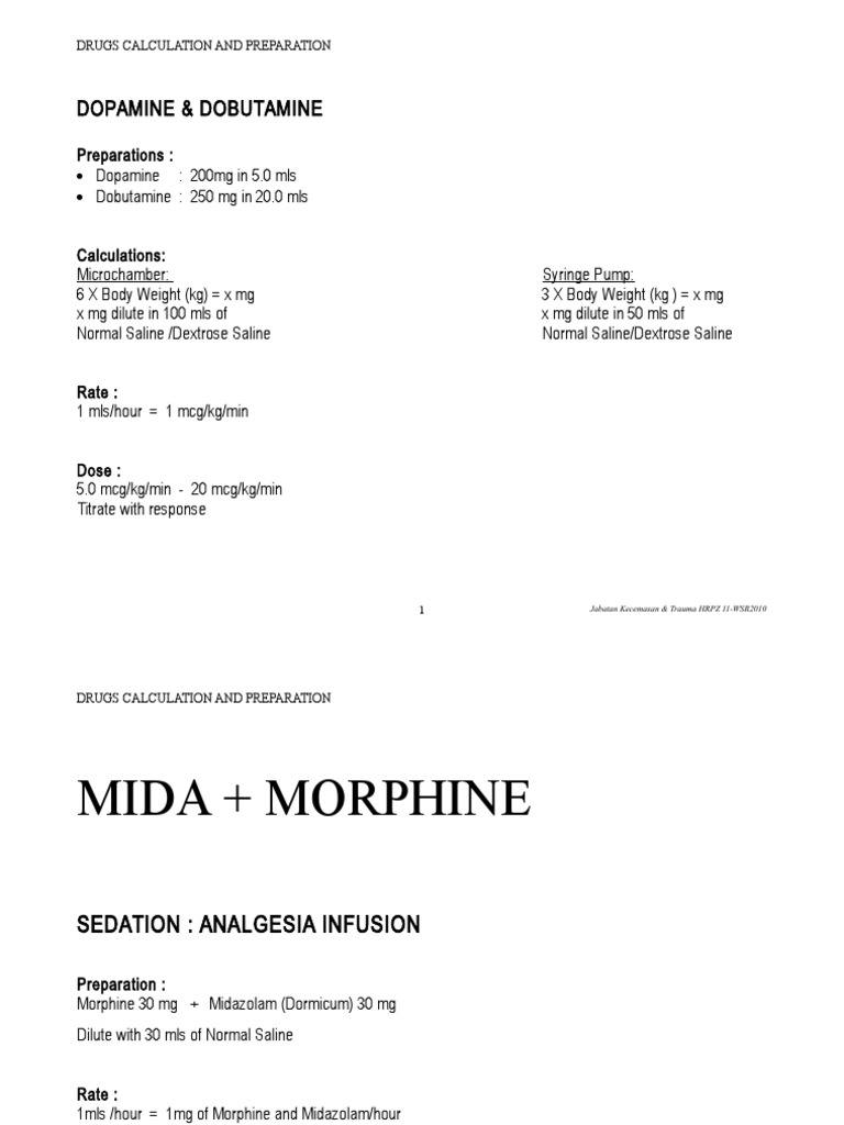 Infusion Drug Calculation Guide | PDF | Medical Treatments | Drugs