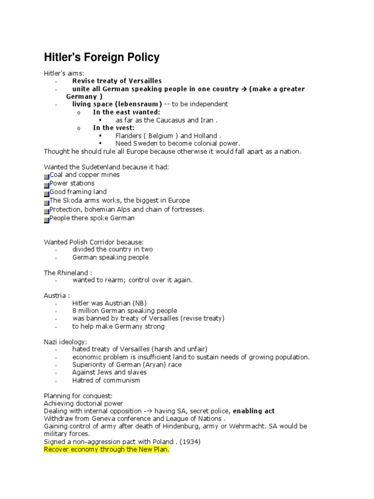 Hitler's Foreign Policy Notes | PDF | Nazi Germany | Neville Chamberlain
