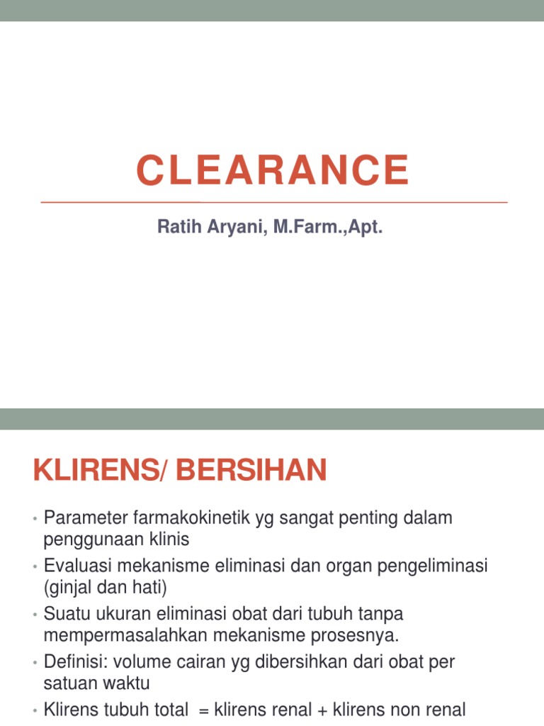 Klirens | PDF | Kesehatan Holistik | Sains & Matematika