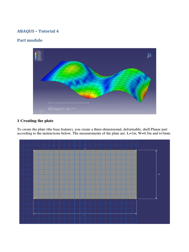 ABAQUS - Tutorial 4 Part Module: 1 Creating The Plate | PDF | Normal ...