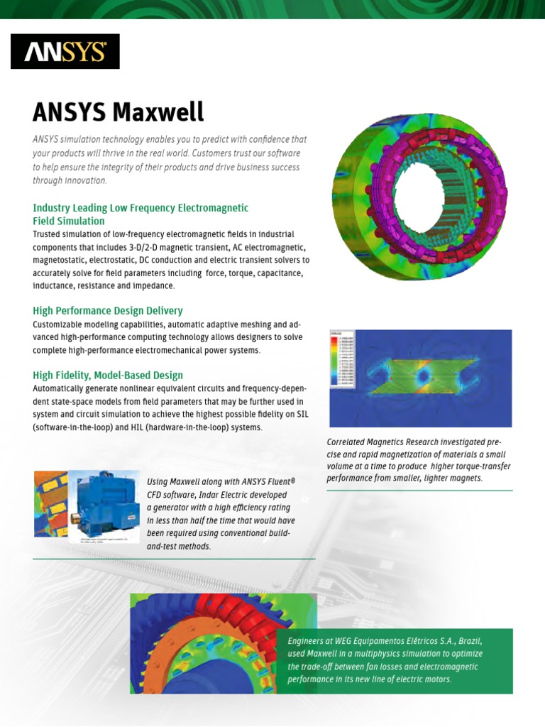Ansys Maxwell Brochure PDF | PDF | Electromagnetic Field | Simulation