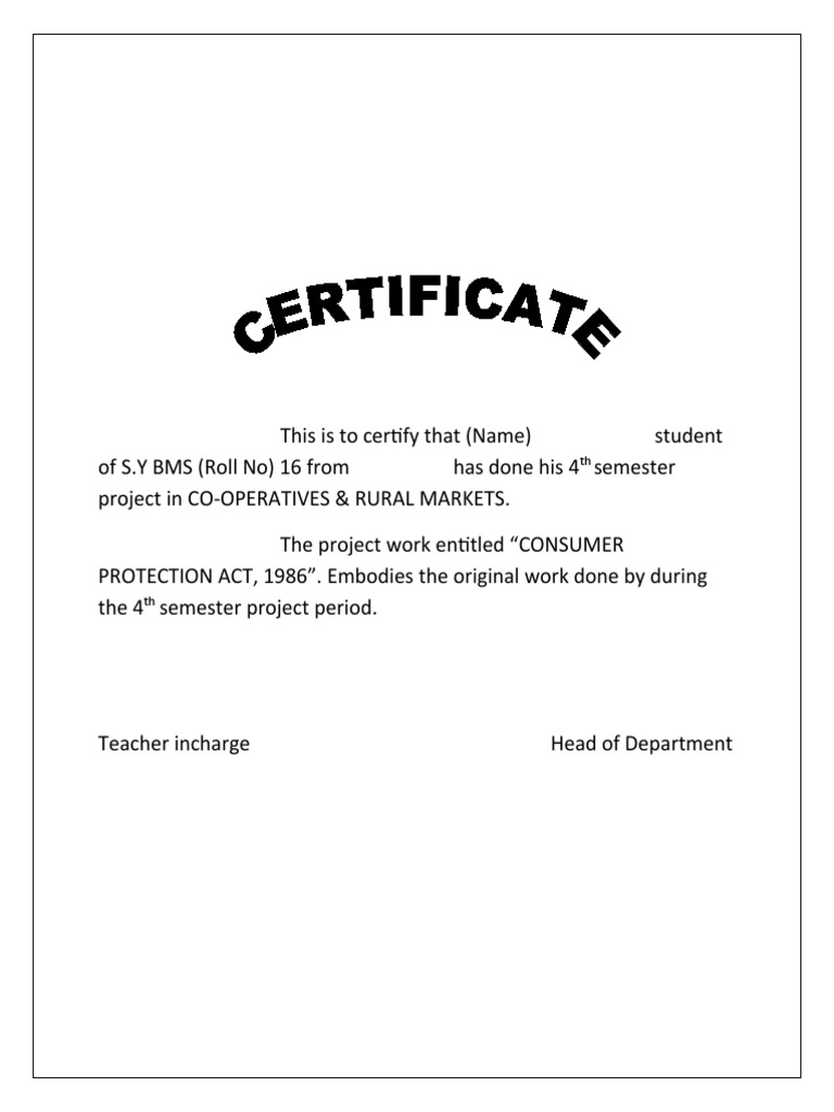 Consumer Protection Act Project Certificate | PDF | Complaint ...