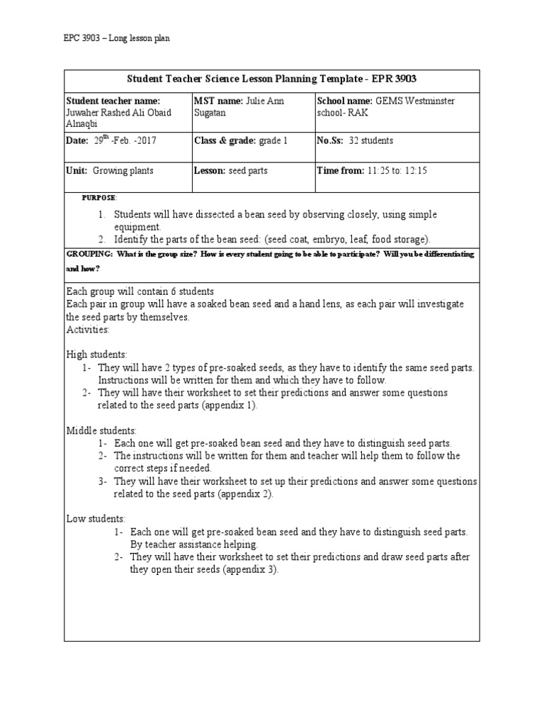 Science Lesson Plan 1 | PDF | Seed | Lesson Plan