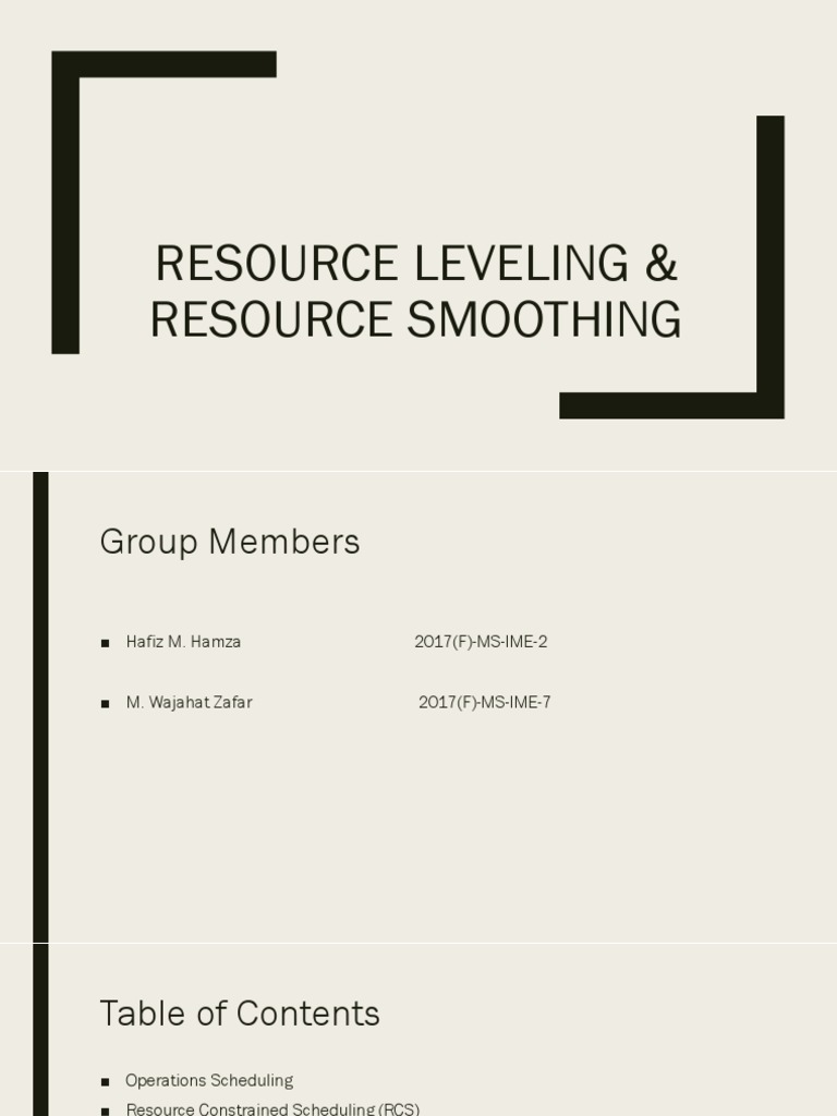 Resource Leveling & Resource Smoothing | PDF | Resource | Production And Manufacturing