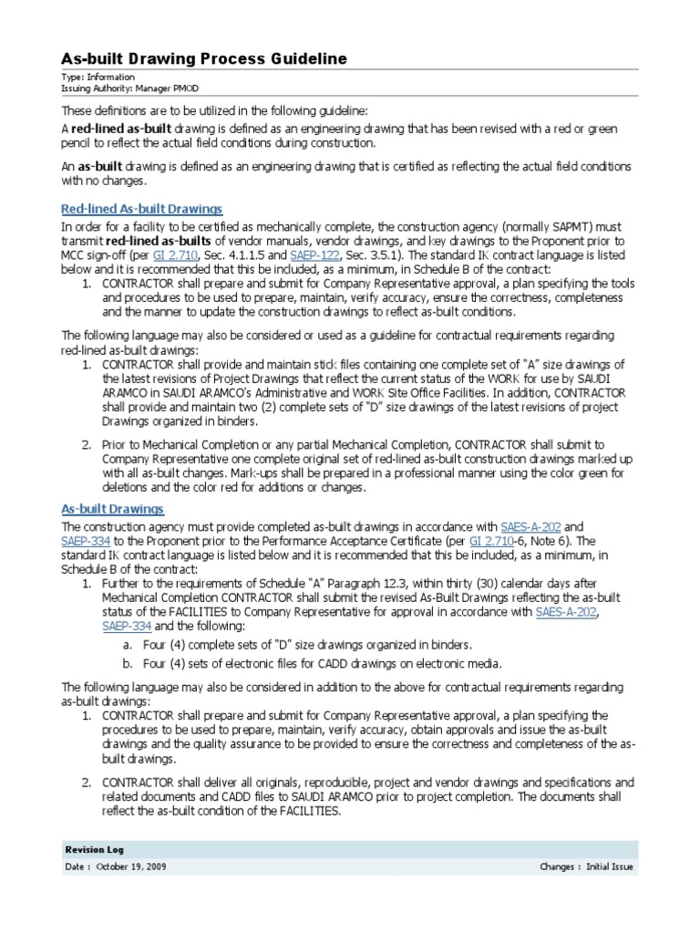 As-Built Drawing Process Guideline | PDF | Technical Drawing ...
