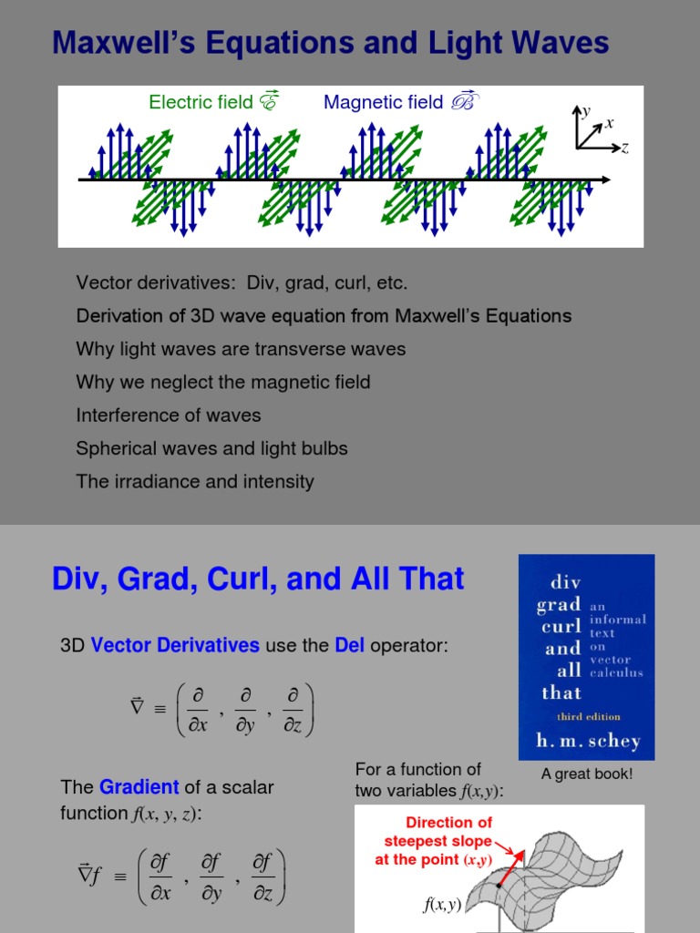 Maxwell's Equations and Light Waves: Electric Field | PDF | Gradient ...
