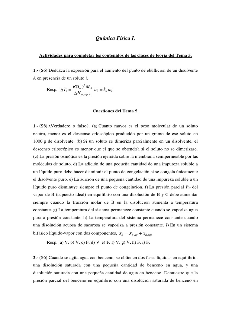 Prob Tema 5 Clase | PDF | Solubilidad | Mecánica de Medios Continuos