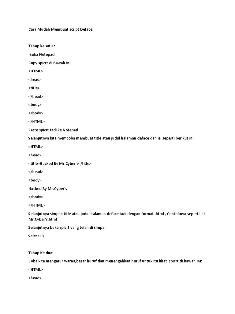 Cara Membuat Script Deface-1 PDF | PDF