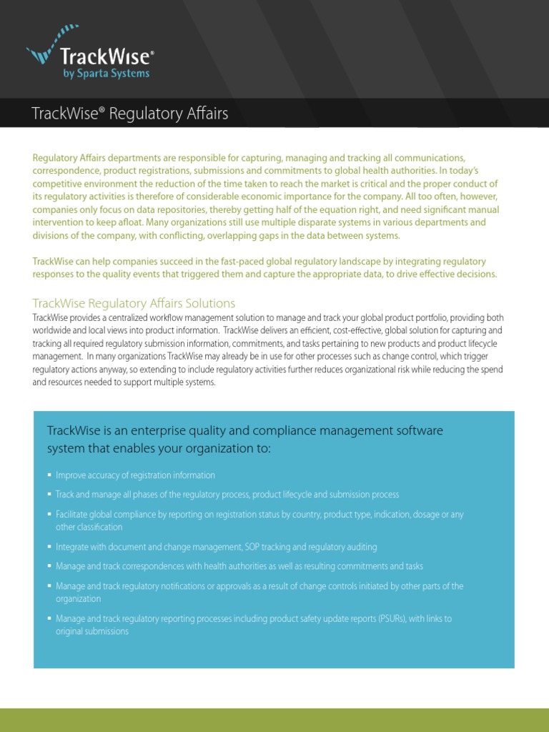TrackWise Regulatory Affairs | PDF | Product Lifecycle | Regulatory ...